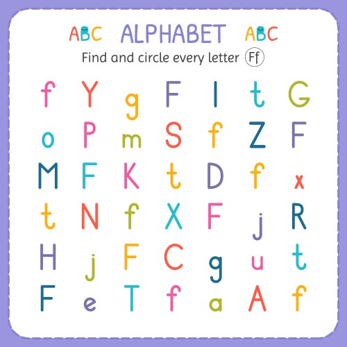 Find and circle every letter r worksheet Vector Image