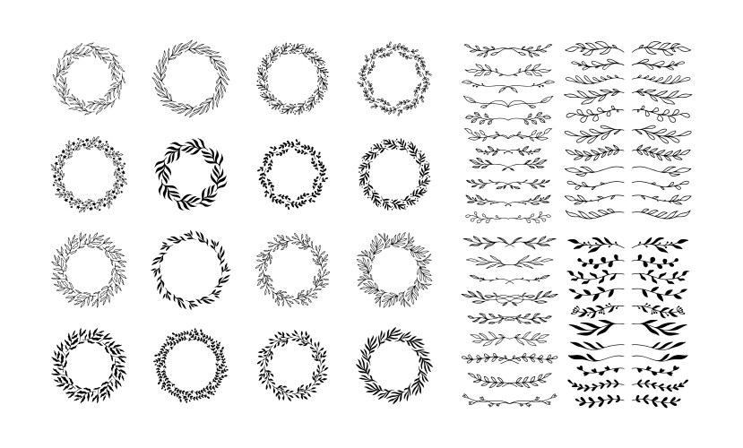 Hand drawn floral text divider isolated doodle Vector Image