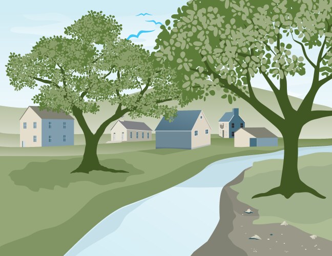 Cartoon brook river isolated on white background Vector Image