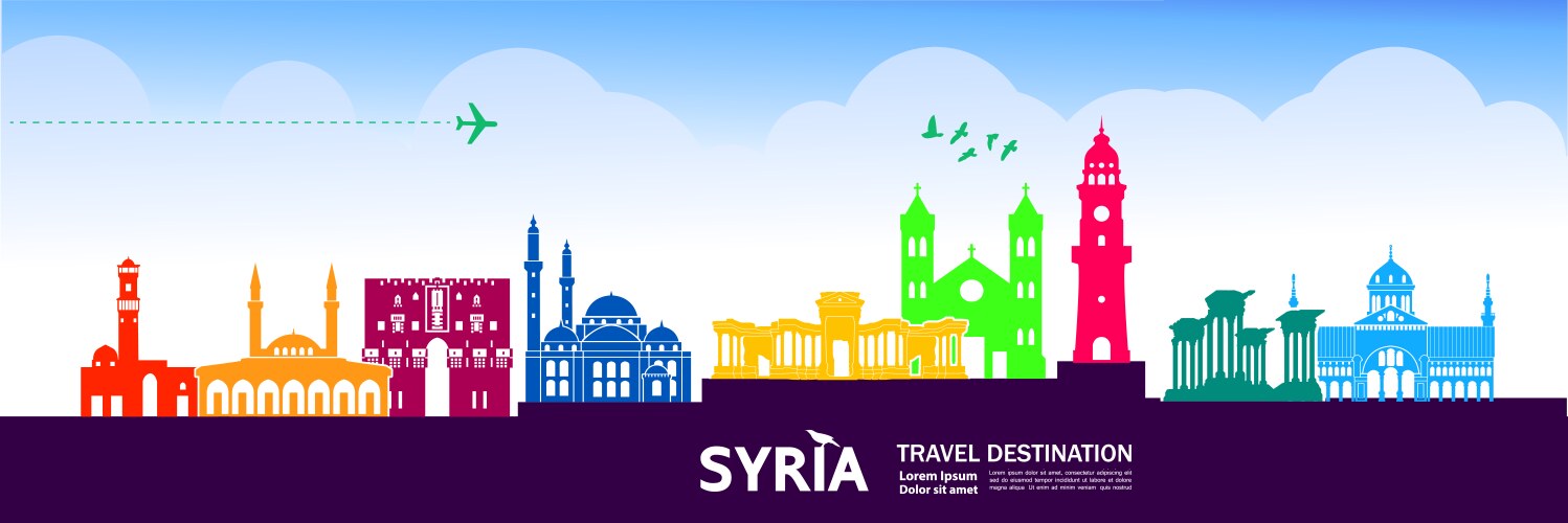 Syria Skyline Travel Royalty Free Vector Image