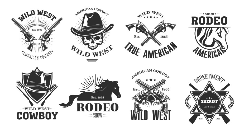 Wild west and cowboys vintage emblems Royalty Free Vector