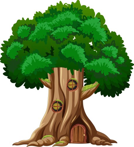 Cartoon of a big tree at the forest Royalty Free Vector