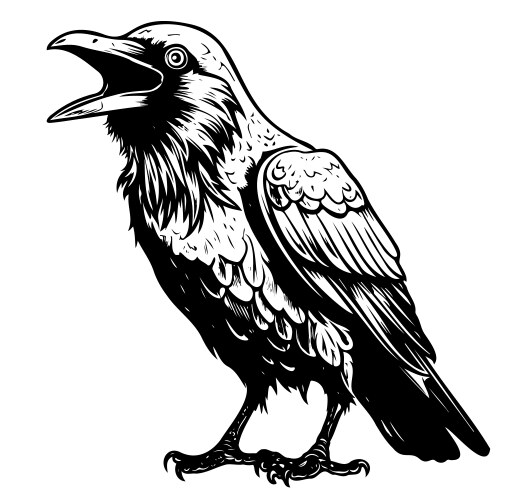 Raven crow hand drawn sketch Royalty Free Vector Image