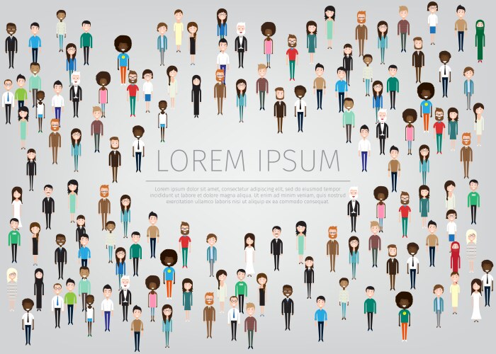 Large group of people in number 4 four form Vector Image
