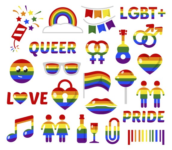 Lgbt pride month flags shades collection set Vector Image