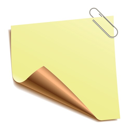 Yellow and blue sticky note with paper clip eps 10