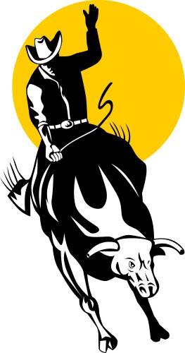 Rodeo cowboy texas longhorn bull Royalty Free Vector Image