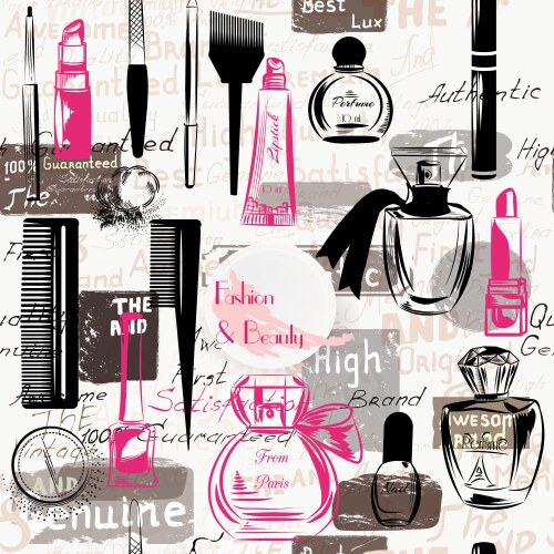 Fashion seamless wallpaper pattern with perfume Vector Image