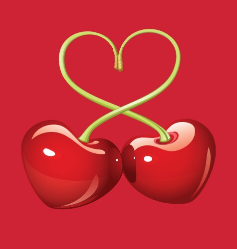 Glossy cherry hearts Royalty Free Vector Image