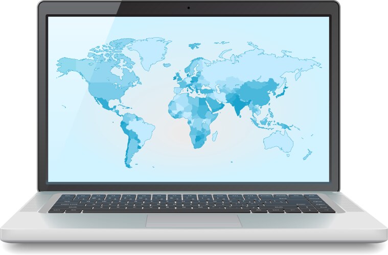Laptop showing map Royalty Free Vector Image - VectorStock