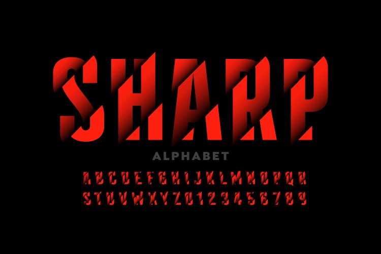 Sliced font design alphabet letters and numbers Vector Image