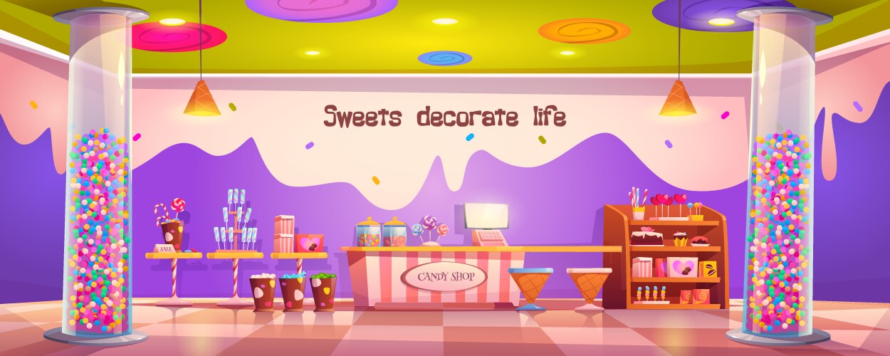 Cafe or coffee house interior at evening Vector Image