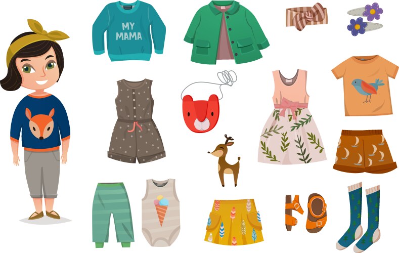 Kids fashion clothes for boys and girls Royalty Free Vector