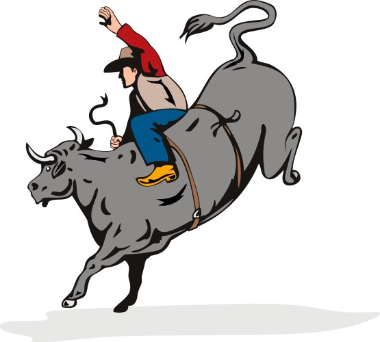 Rodeo cowboy texas longhorn bull Royalty Free Vector Image