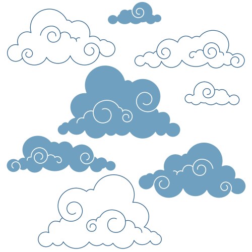 Abstract clouds in line art style Royalty Free Vector Image