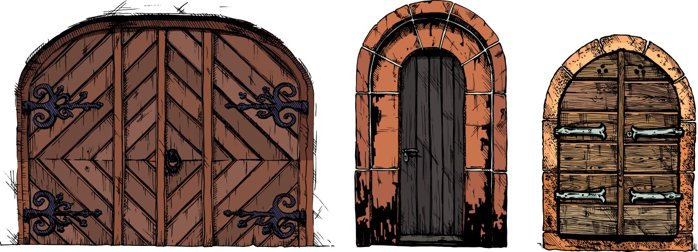 Middle age vintage door Royalty Free Vector Image