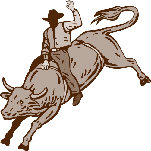 Rodeo cowboy texas longhorn bull Royalty Free Vector Image