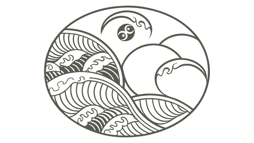 Japanese Wave Art - Round Style Royalty Free Vector Image