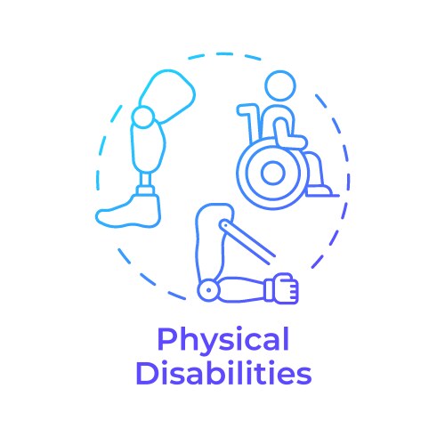 Sensory disabilities blue gradient concept icon Vector Image