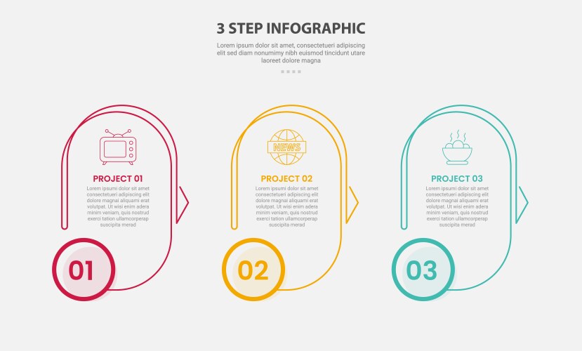 3 points template infographic outline style Vector Image