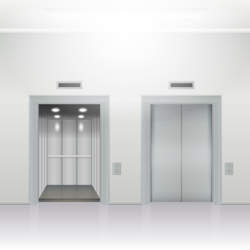 Elevator with closed half-open and open doors Vector Image