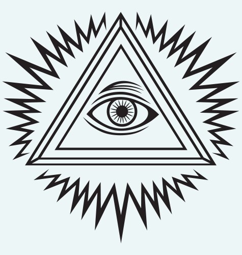 All seeing eye pyramid symbol in the engraving Vector Image