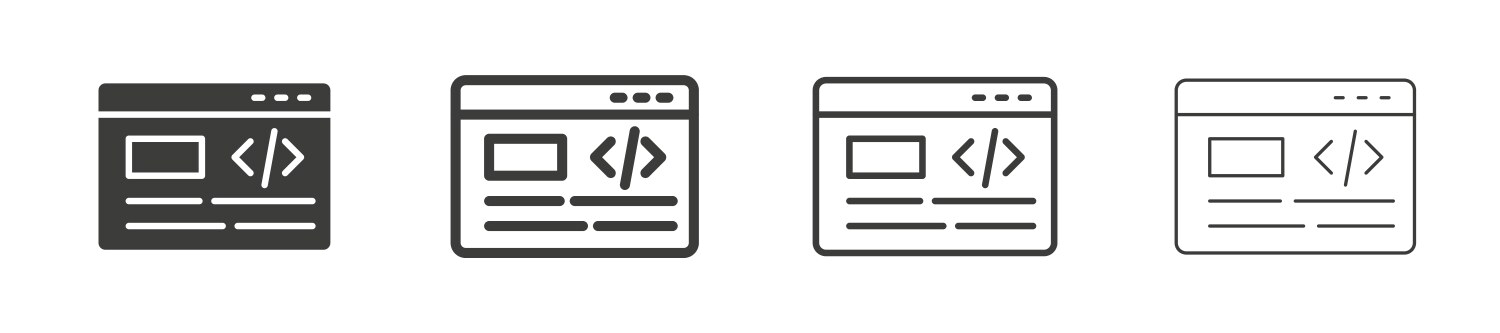 Front end icon set on white background Royalty Free Vector