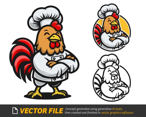 Chef cooking fried chicken Royalty Free Vector Image