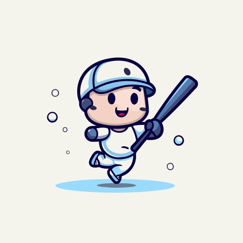Cute Baseball Player Cartoon Mascot Character Vector Image