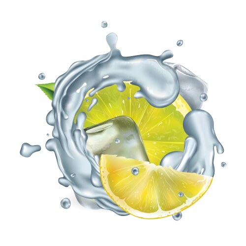 Red apple realistic fruit in water splash Vector Image