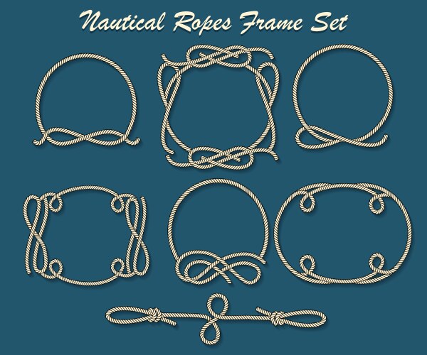Nautical rope elements set Royalty Free Vector Image