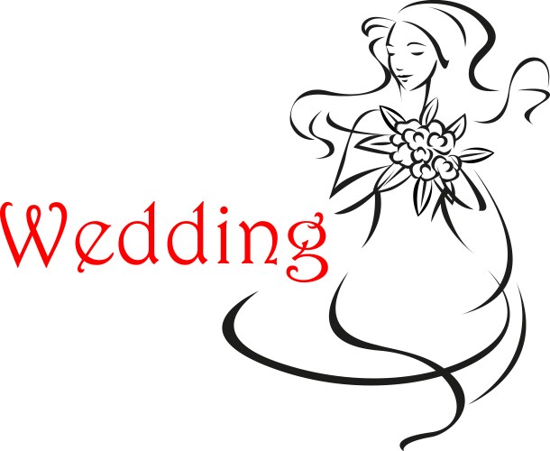 Sketch of an elegant bride in white wedding dress Vector Image