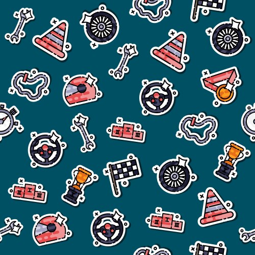 Icons of vintage car racing Royalty Free Vector Image