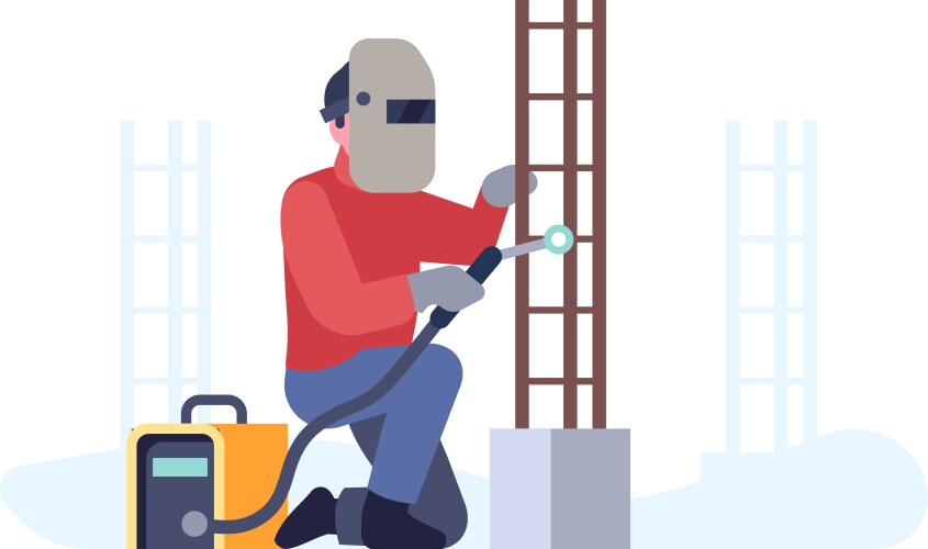 Welder with a tool for welding Royalty Free Vector Image