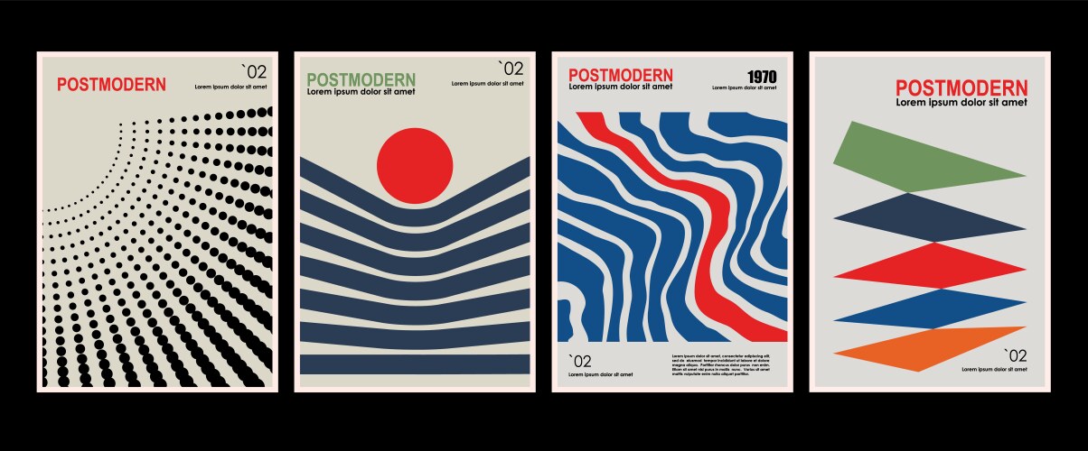 Dynamic artworks posters inspired postmodern Vector Image