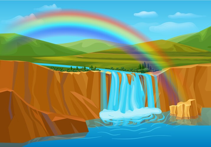 A waterfall nature landscape Royalty Free Vector Image