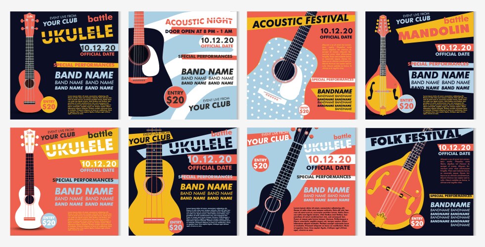 Guitar concert poster background template Vector Image