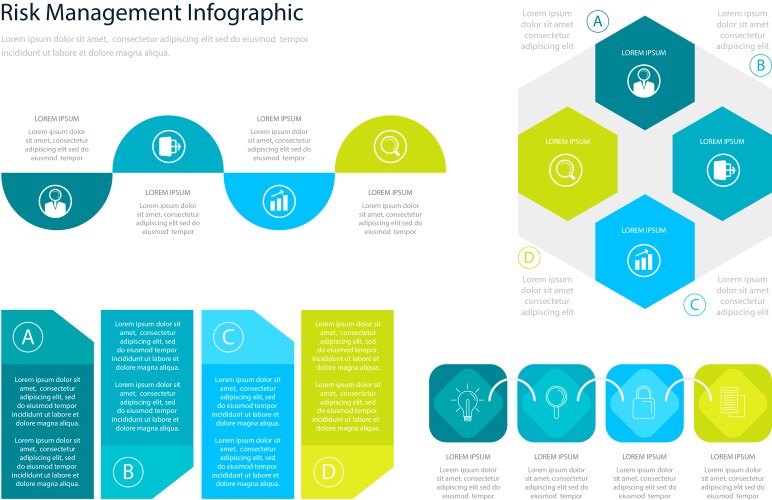 Risk management infographic collection Royalty Free Vector