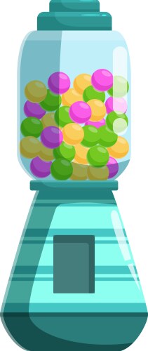 Modern gumball vending machine dispensing colorful