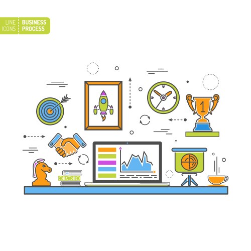 Business process improvement icons Royalty Free Vector Image