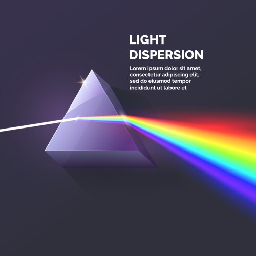 Dispersion colorful spectrum light glass prism Vector Image