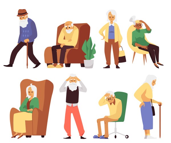 Elderly people and objects for life Royalty Free Vector