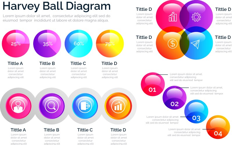 Gradient harvey ball diagram infographic Vector Image
