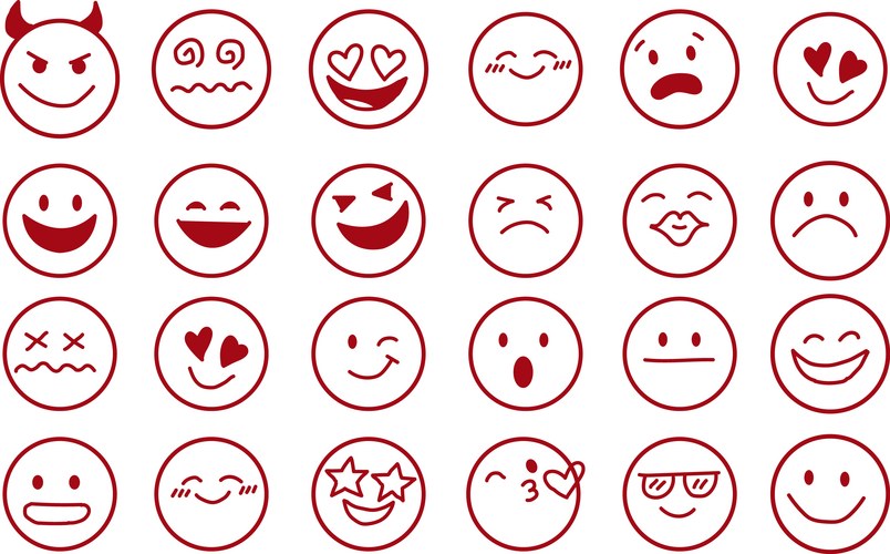 Black & White Emoji Faces – Royalty-Free Vector | VectorStock