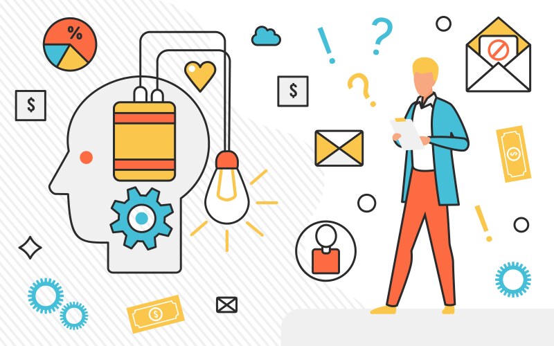 Idea generating process Royalty Free Vector Image