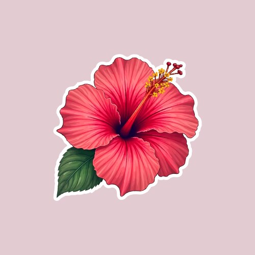 Beautiful hibiscus flower sticker Royalty Free Vector Image Beautiful hibiscus flower sticker Royalty Free Vector Image