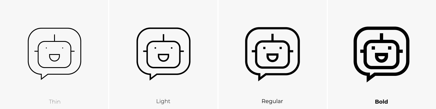 Chatbot icon thin light regular and bold style Vector Image