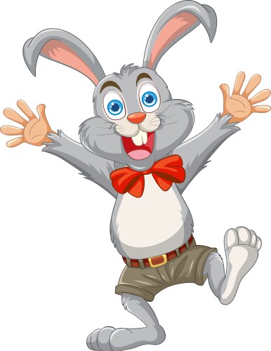 Happy rabbit cartoon isolated on white background Vector Image