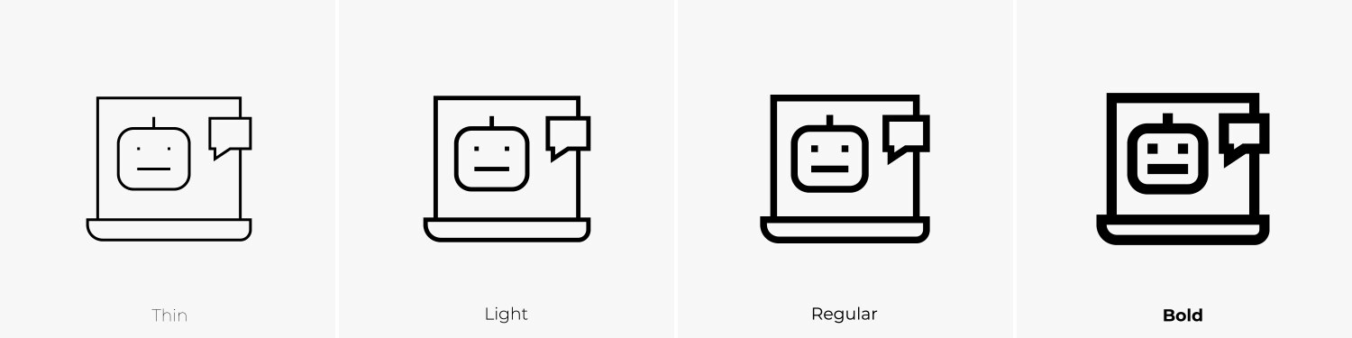 Chatbot icon thin light regular and bold style Vector Image