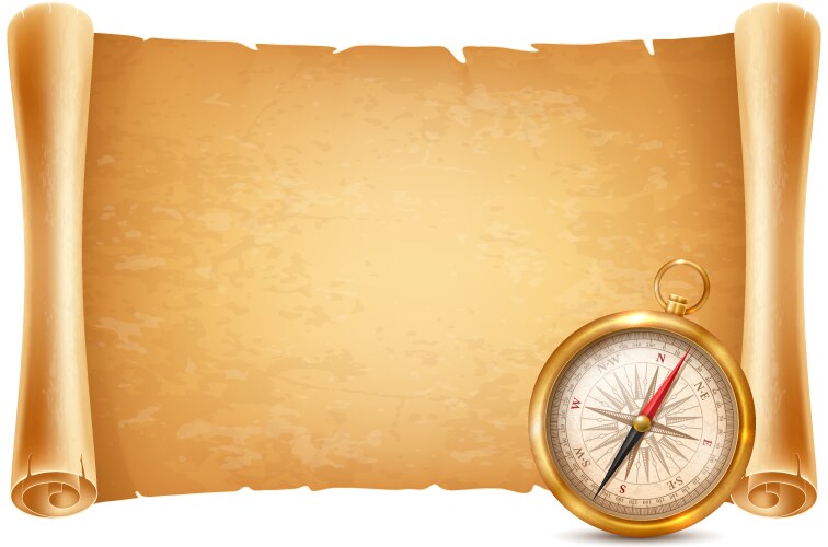 Old vintage antique world map and compass Vector Image